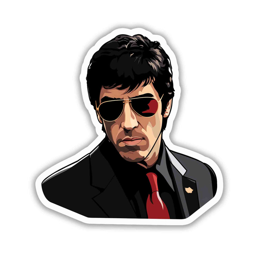 SCARFACE TONY MONTANA IN SUNGLASSES STICKER – STICKYFUNK PREMIUM STICKERS